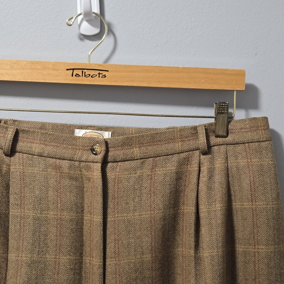 Talbots | Pants & Jumpsuits | Talbots Womens Tan Plaid Flat Front Wool ...